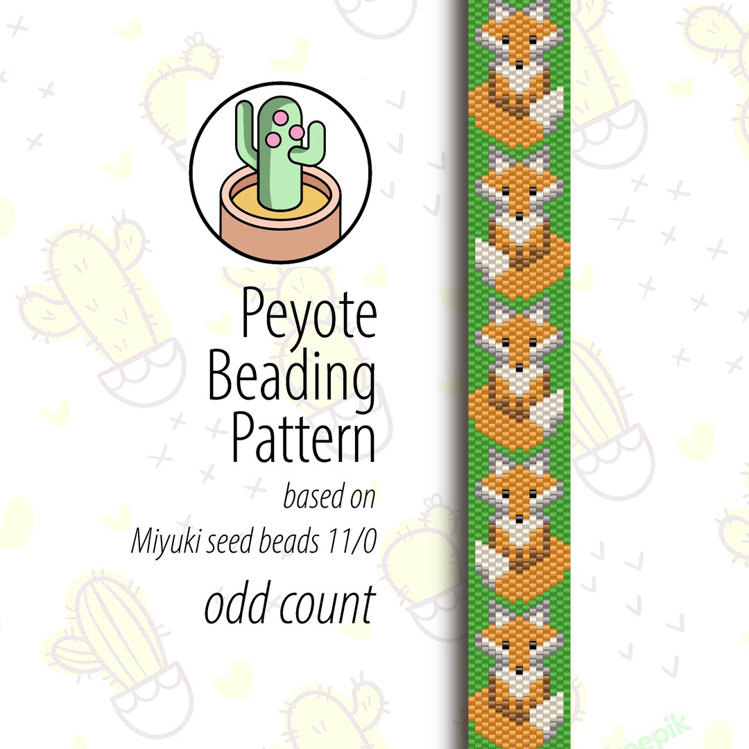 Red Fox Bear Peyote Pattern - Odd Count - Peyote Beading Pattern for ...