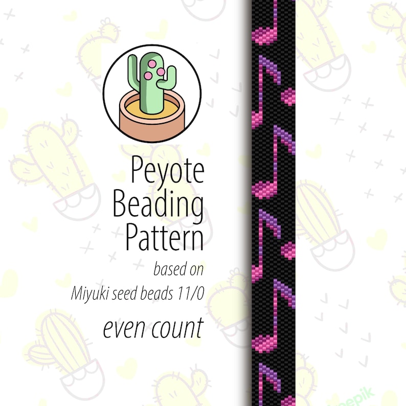 Narrow Music Peyote Pattern - Even Count - Peyote Beading Pattern for ...