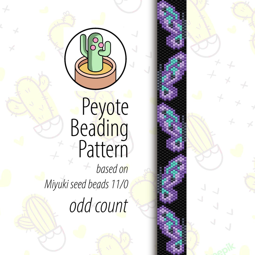 Purple Butterflies Peyote Pattern - Odd Count - Peyote Beading Pattern ...