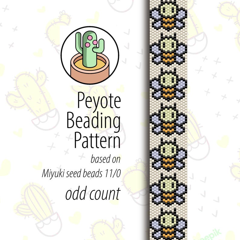 Bee Peyote Pattern - Odd Count - Peyote Beading Pattern for Miyuki - Etsy
