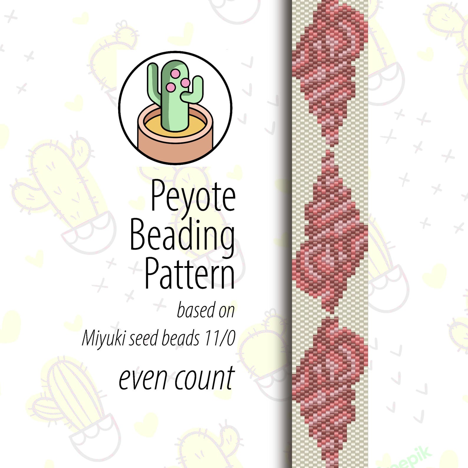 Pink Sea Shell Peyote Pattern - Even Count - Peyote Beading Pattern for ...