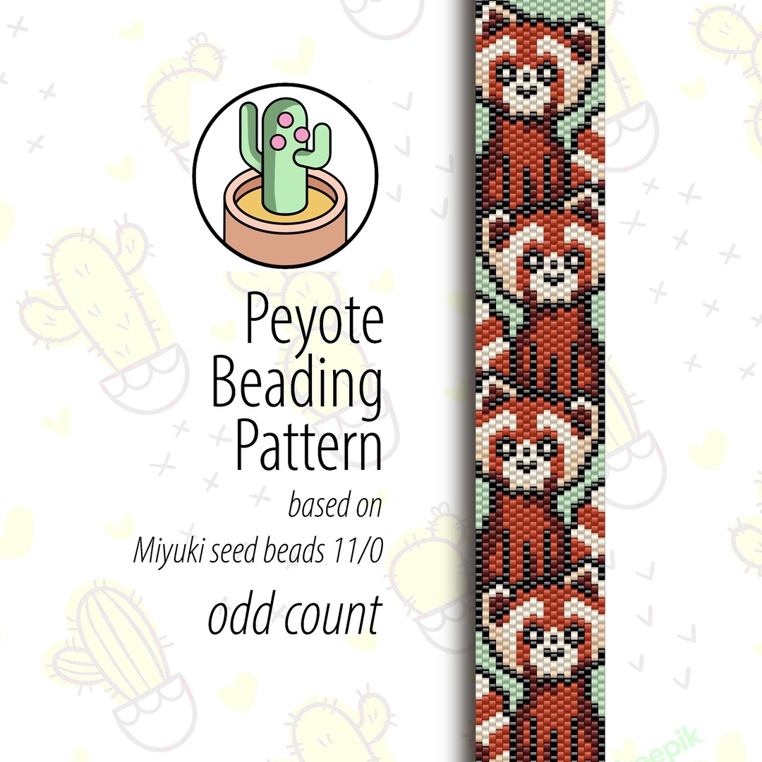 Red Panda Peyote Pattern - Odd Count - Peyote Beading Pattern for ...