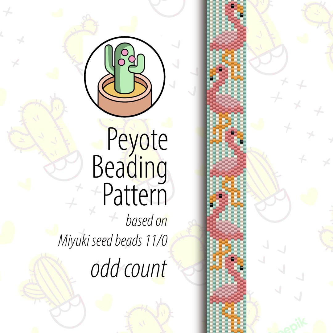 Flamingo Peyote Pattern - Odd Count - Peyote Beading Pattern for Miyuki ...