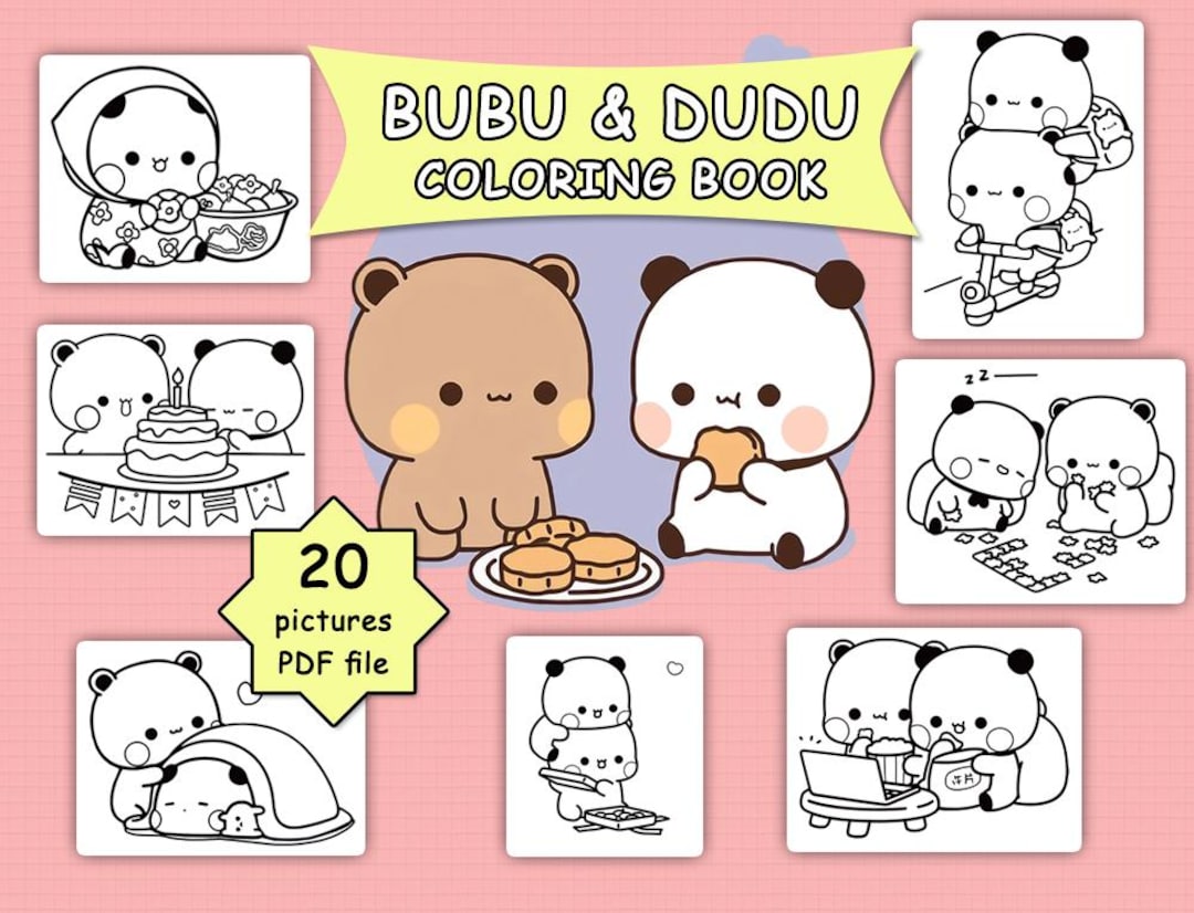 Adorable Panda Coloring Book for Kids • Bubu Dudu Printable PDF • 20 ...