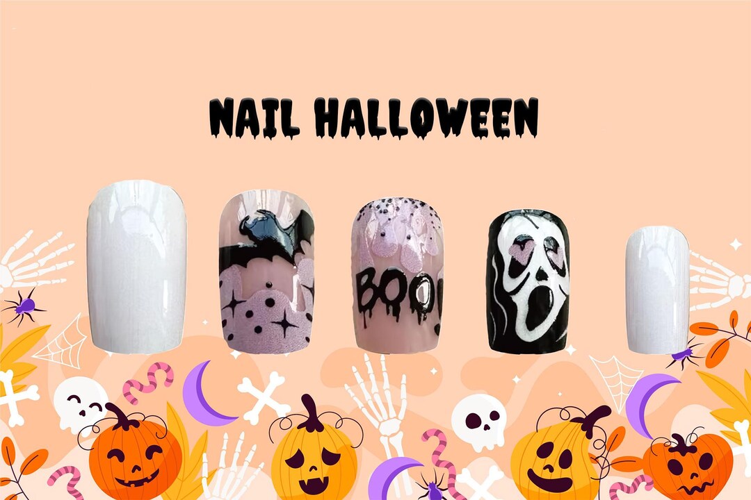 Halloween Scream Nails Faux Ongles Halloween Scream - Etsy