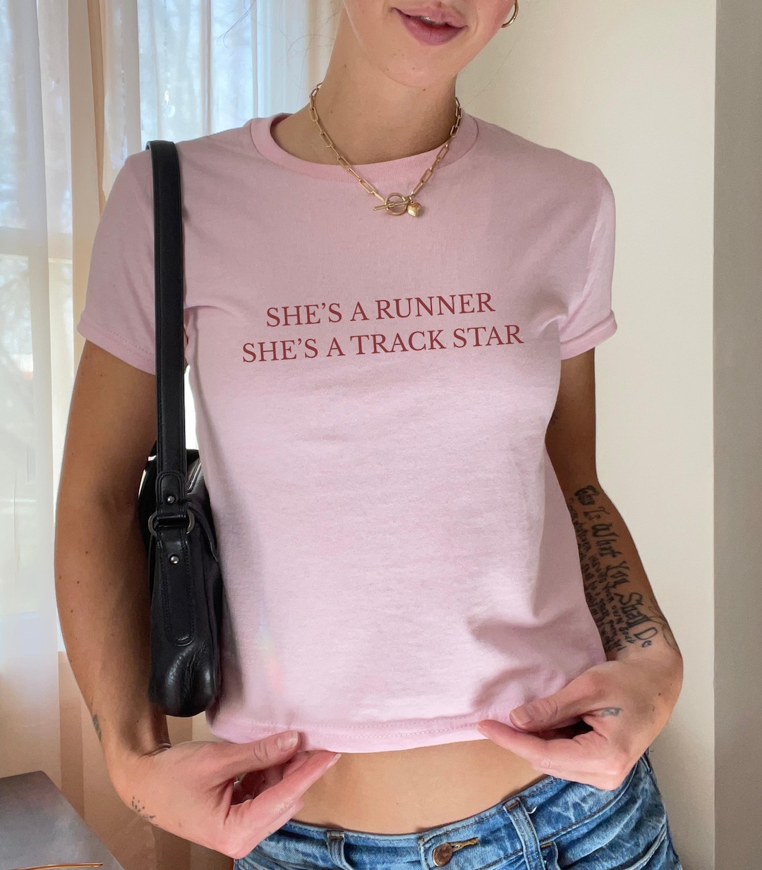 Y2K Runner Baby Tee - “she’s a Runner She’s a Track Star” Shirt ...