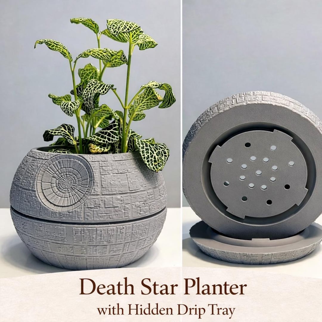 Death Star Planter With Hidden Drip Tray – Star Wars Inspired Plant Pot ...