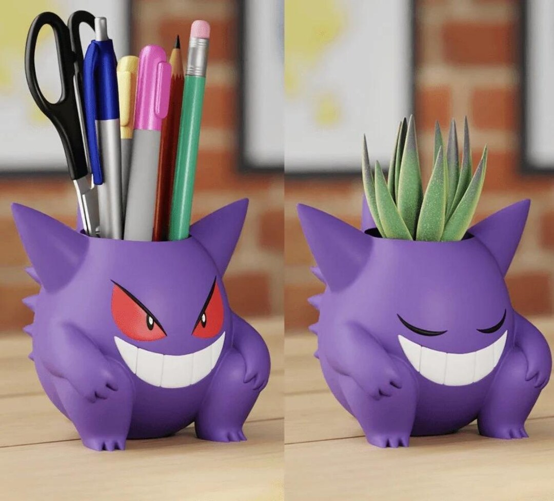 Pokemon Gengar Plant Flower Pot Succulent Colour 3D Printed Desk Tidy ...
