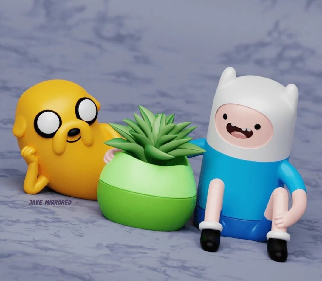 Finn and Jake Flower Succulent Pot Set Vase Planters Pen Holder Decor ...