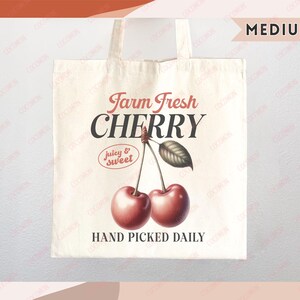 Cherry Canvas Tote Bag: Farmers Market Shopper, Eco-friendly Reusable ...