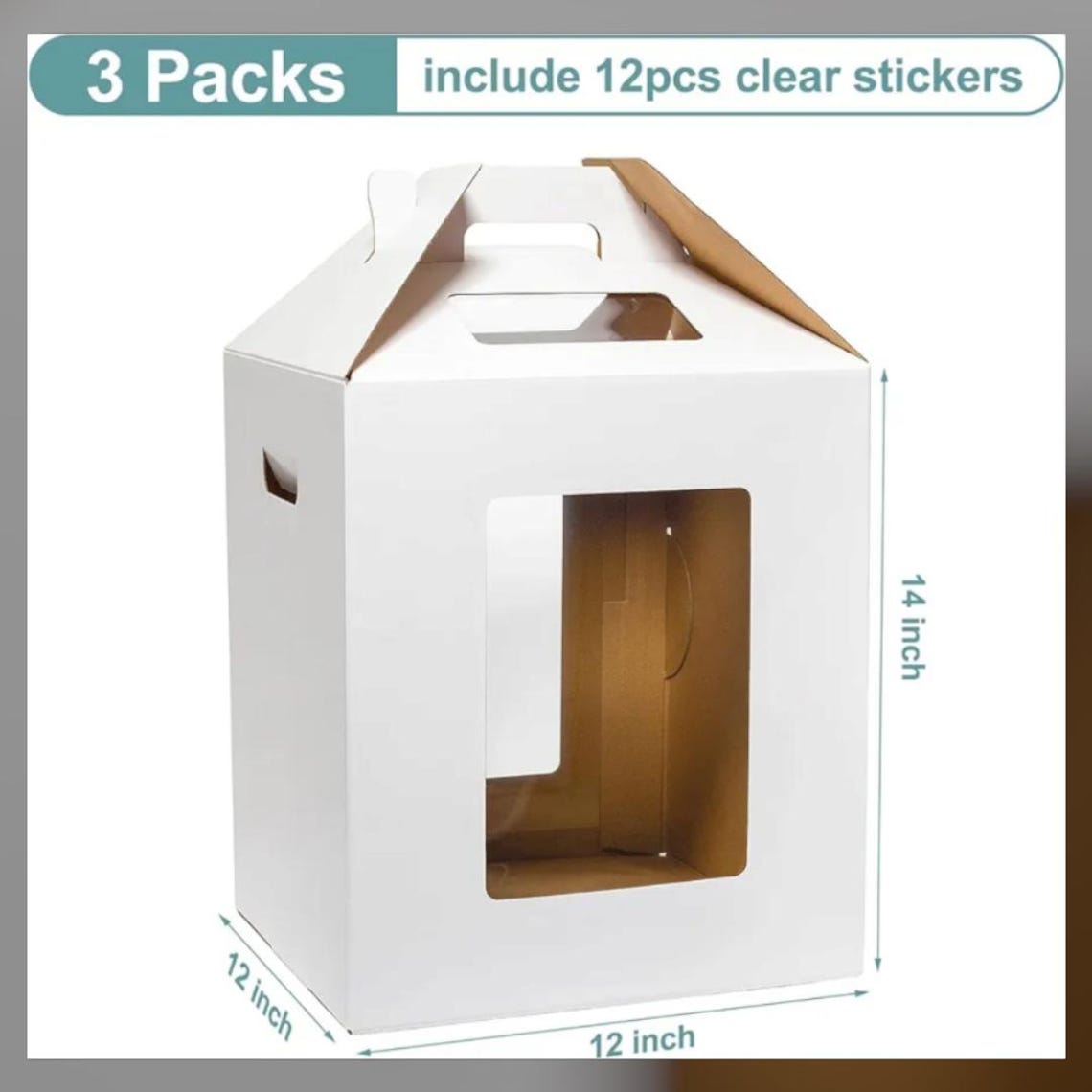 3-pack Tall Cake Boxes for Tiered Cakes – 12x12x14" Sturdy Bakery Boxes ...