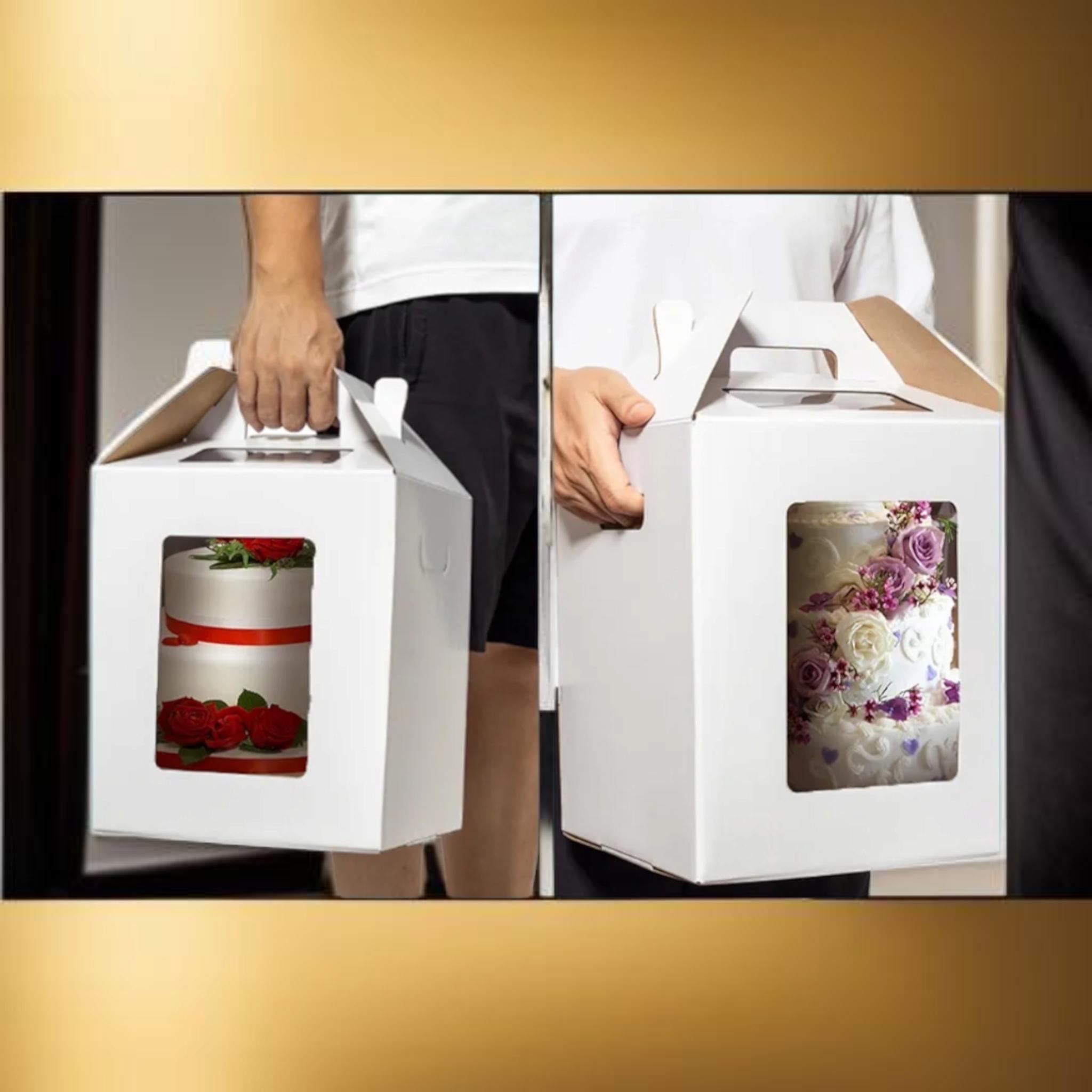 3-pack Tall Cake Boxes for Tiered Cakes – 12x12x14" Sturdy Bakery Boxes ...