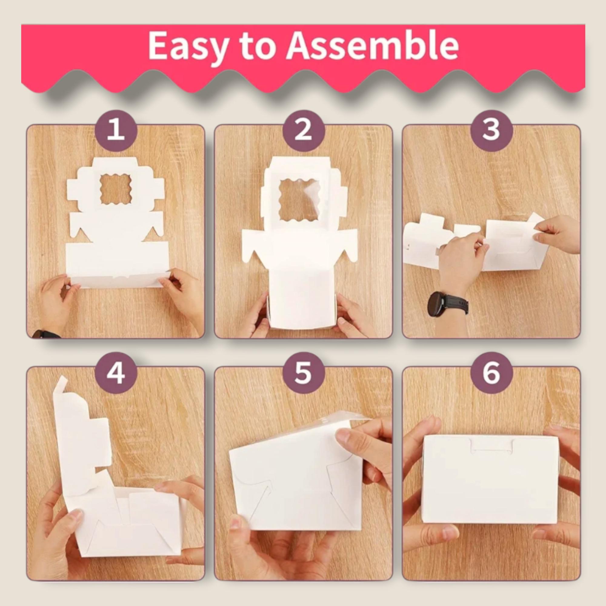 24pcs Small Bakery Boxes With Window (4x4x2.5) – Cookie, Treat, Dessert ...