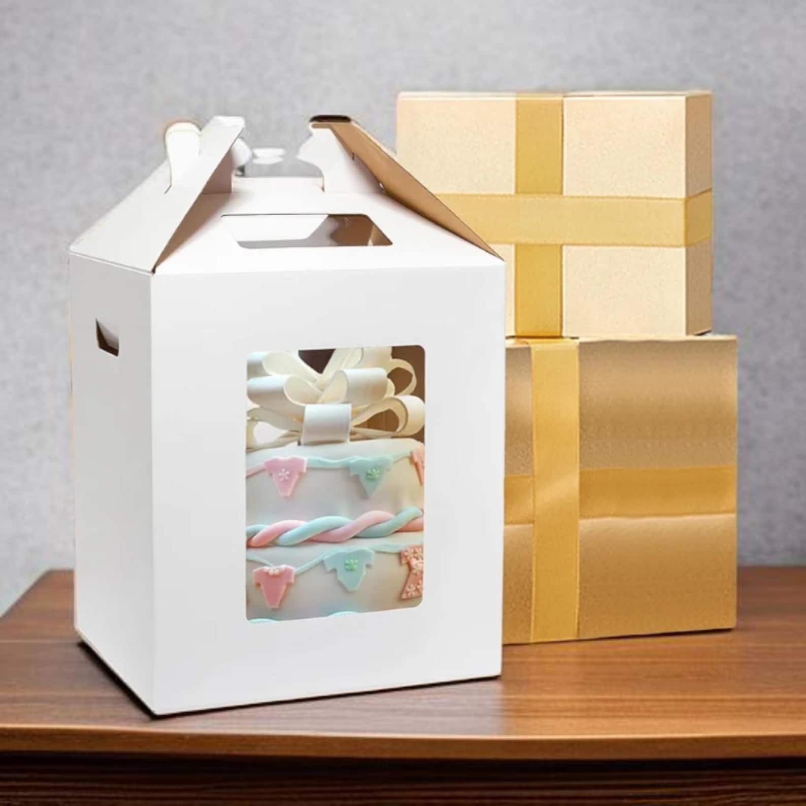 3-pack Tall Cake Boxes for Tiered Cakes – 12x12x14" Sturdy Bakery Boxes ...