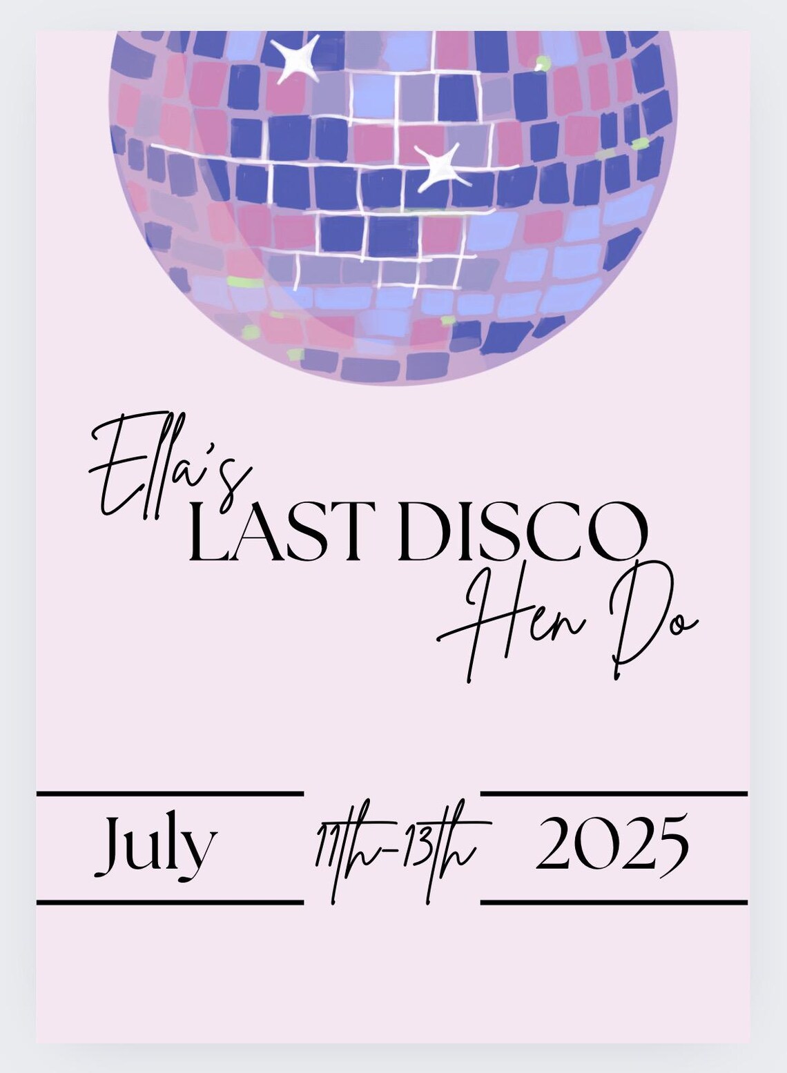 Last Disco Hen Do / Bachelorette Party Invite / Itinerary - Etsy