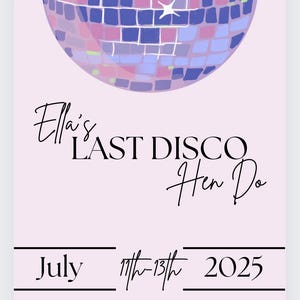 Last Disco Hen Do / Bachelorette Party Invite / Itinerary - Etsy