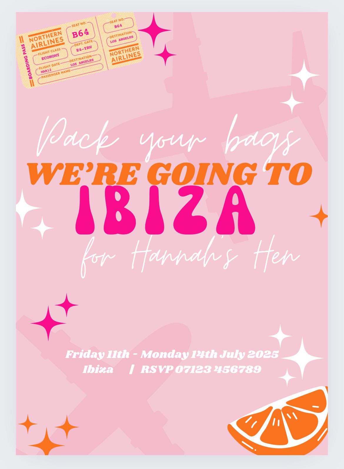 Destination Hen Party / Bachelorette E.g. Ibiza, Marbs Invite ...