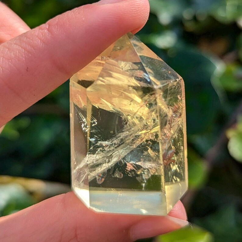 Small Yellow Quartz Point Rainbows and Inclusions High Clarity High ...