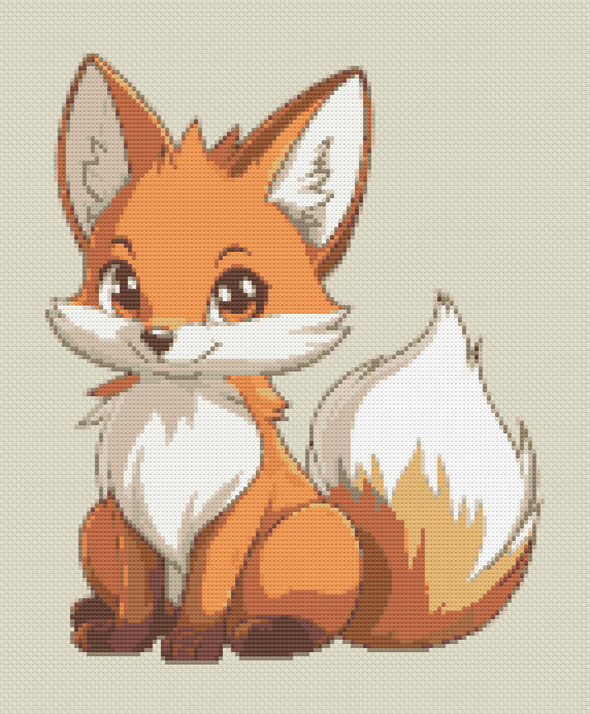 Majestic Amber Fox Small and Easy Cross Stitch Pattern PDF - Instant ...