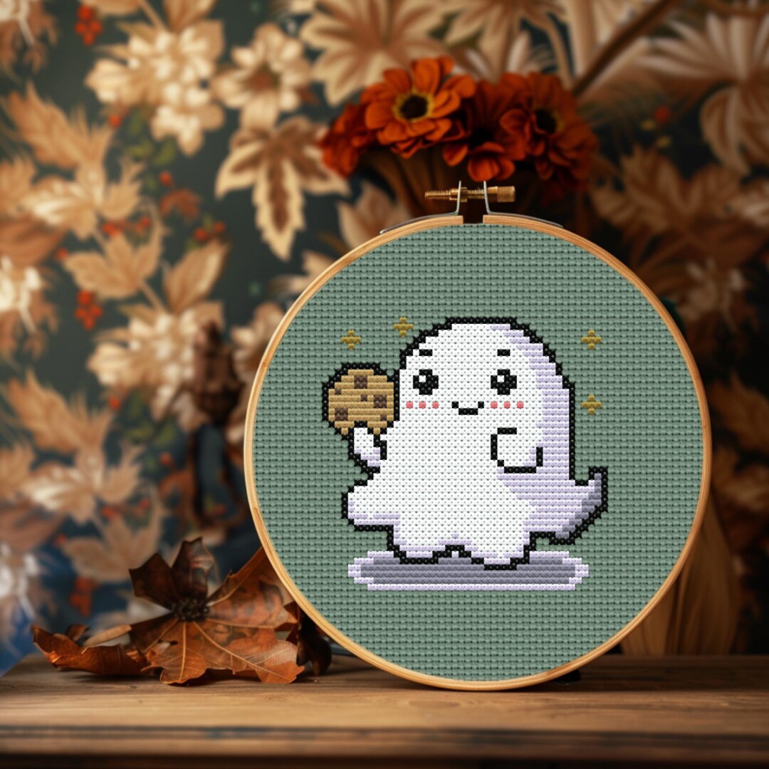 Cute Ghost Cross Stitch, Small and Easy Stitch Pattern PDF - Instant ...