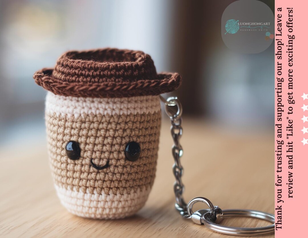 Cute Coffee Keychain Crochet Pattern, Crochet Easy Kids Ornament Toy ...