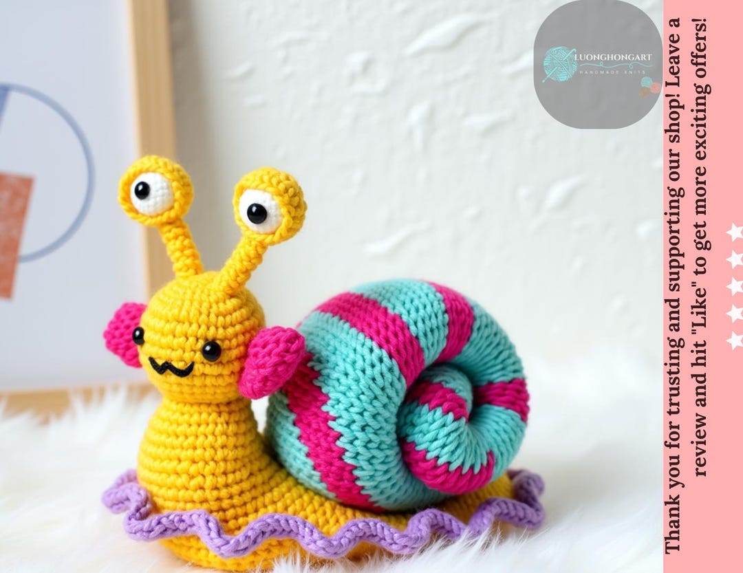 Amigurumi Snail Crochet Pattern, Cute Plush Snail PDF Tutorial, Stuffed ...