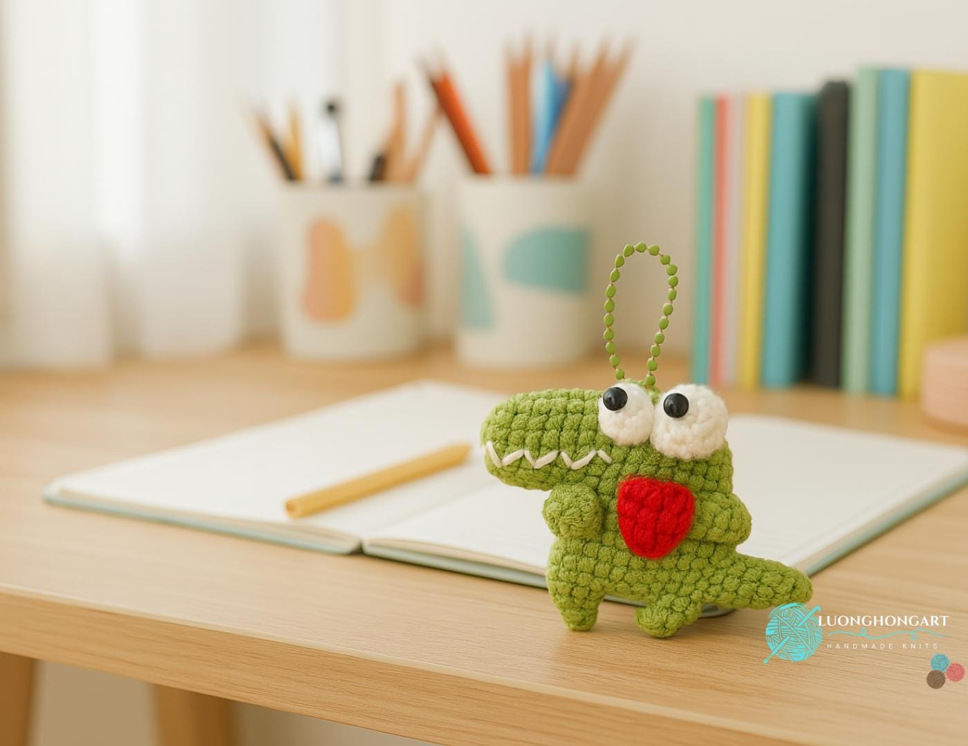 Crocodile Keychain Crochet Pattern: Amigurumi Heart Dino (PDF Download ...