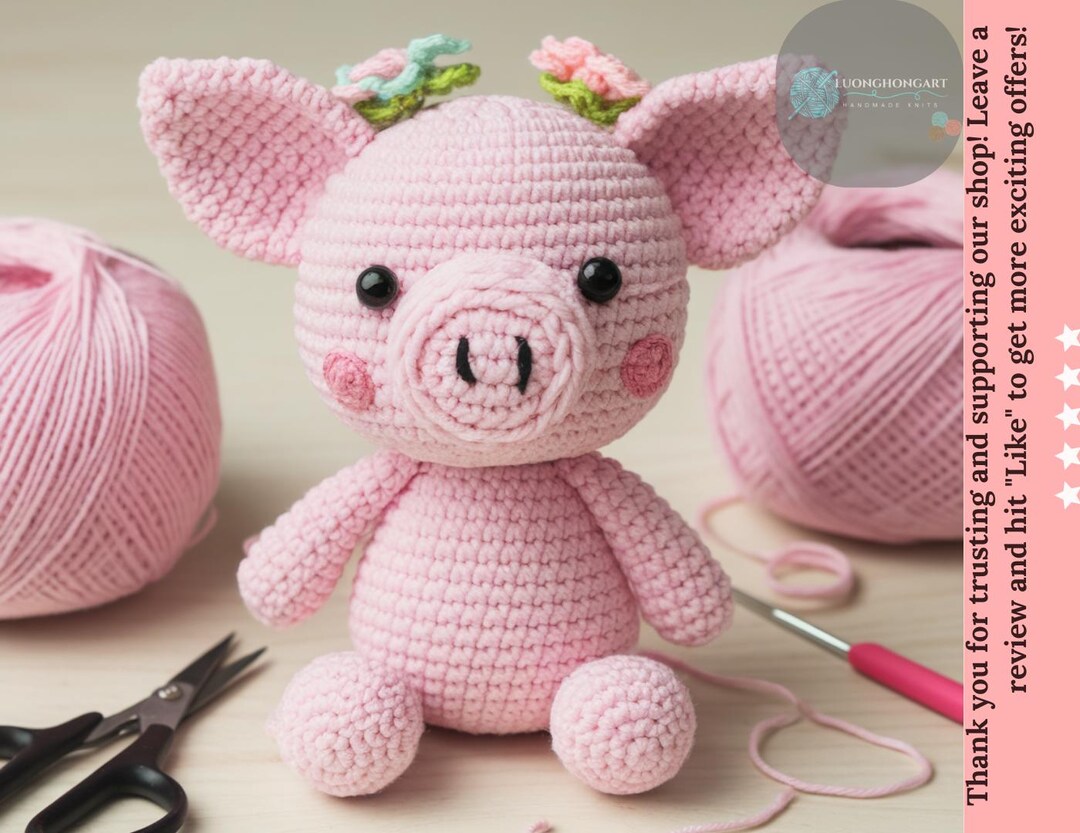 Pink Pig Crochet Pattern, Pig Amigurumi Pattern, Realistic Farm Animal ...
