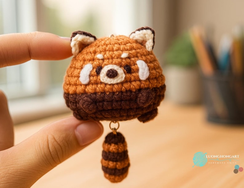 Red Panda Crochet Pattern: Amigurumi Keychain Tutorial (PDF Download ...