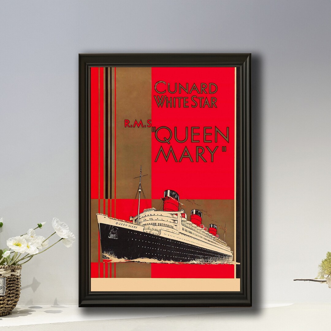 1930s RMS Queen Mary Vintage Style Ocean Liner Poster Vintage Posters ...