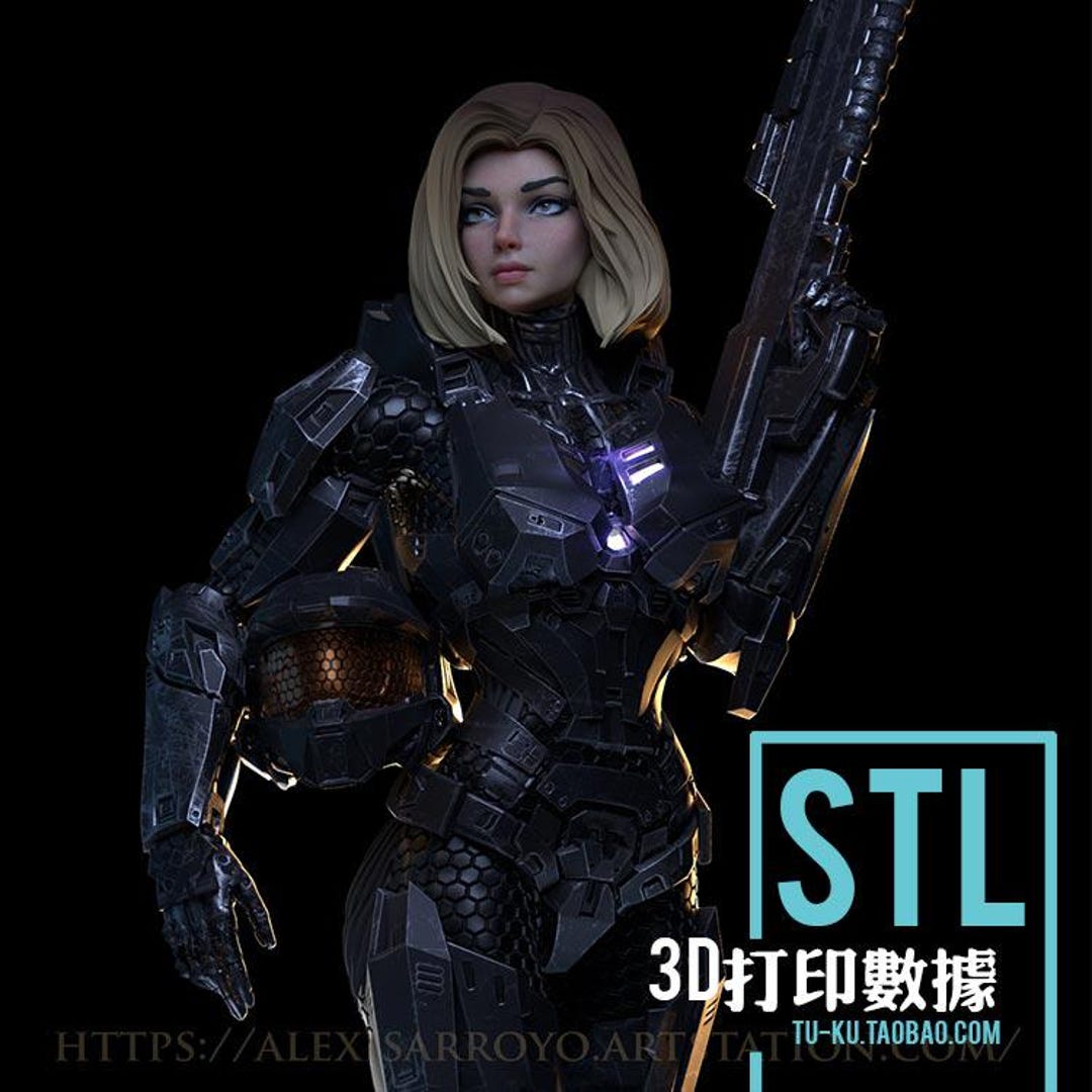 Female Master Chief Figurine STL File - Etsy