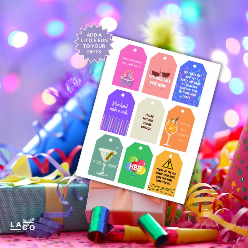 Printable Birthday Gift Tags | Birthday Gift Tag | Party Favors ...