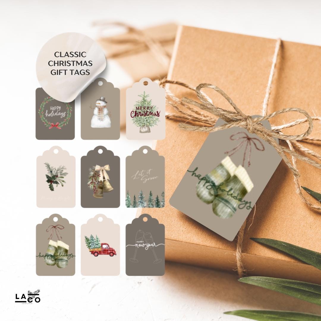 Printable Christmas Gift Tags | Instant Download | Happy Holiday Favor ...
