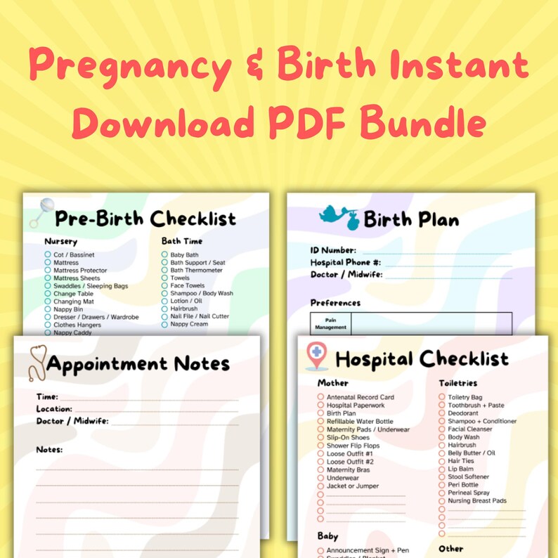 Pregnancy Planner Printable, Baby Essentials Checklist, Hospital ...