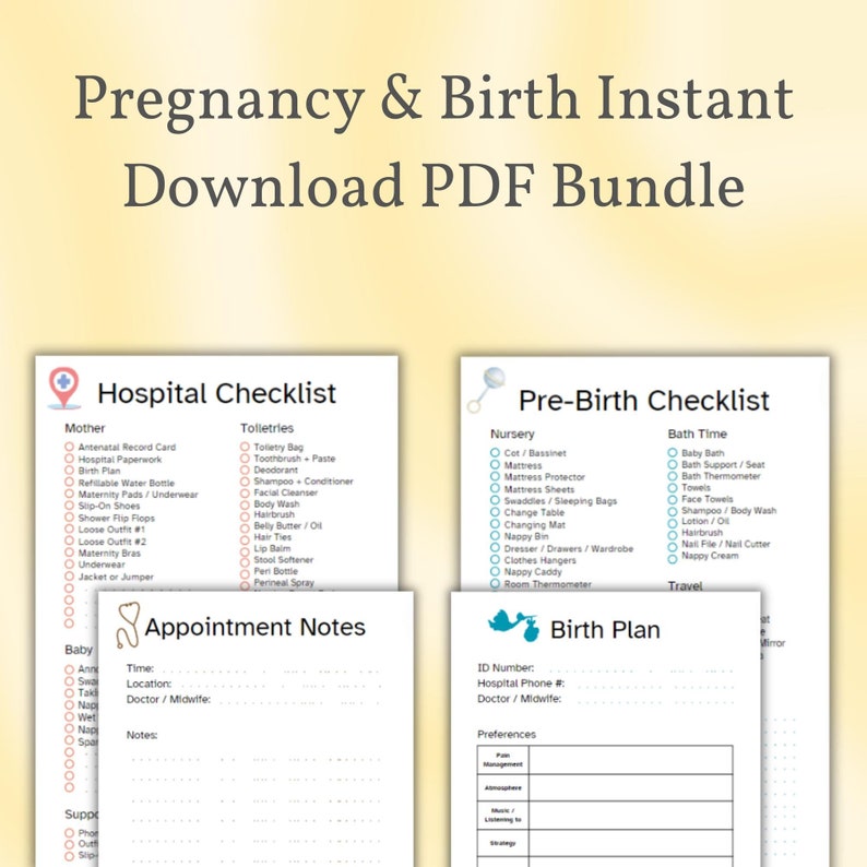 Pregnancy Planner Printable, Baby Essentials Checklist, Hospital ...