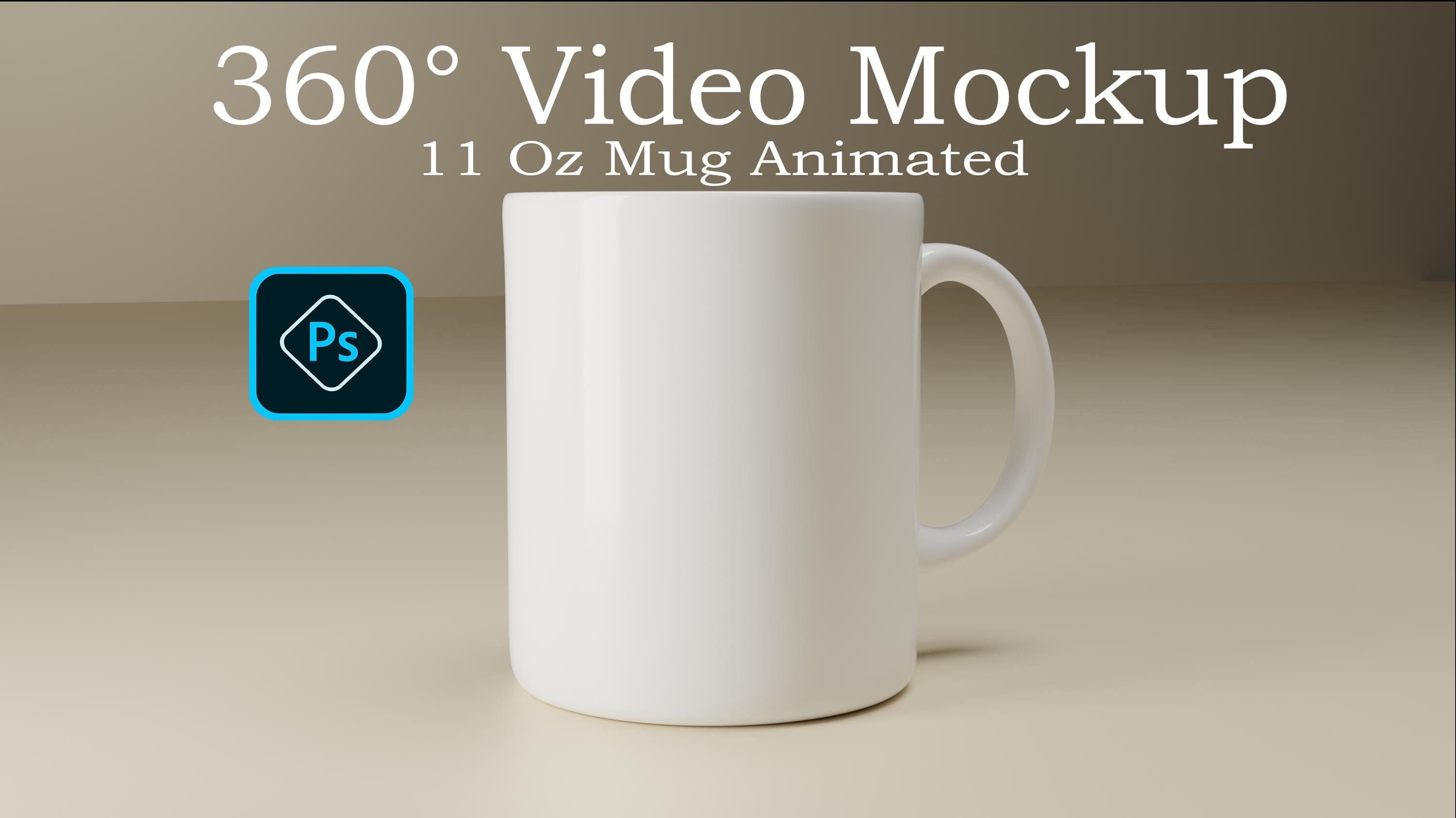 Animated Ceramic Mug Mockup | 11oz White Mug Video Mockup | 360 Degree ...