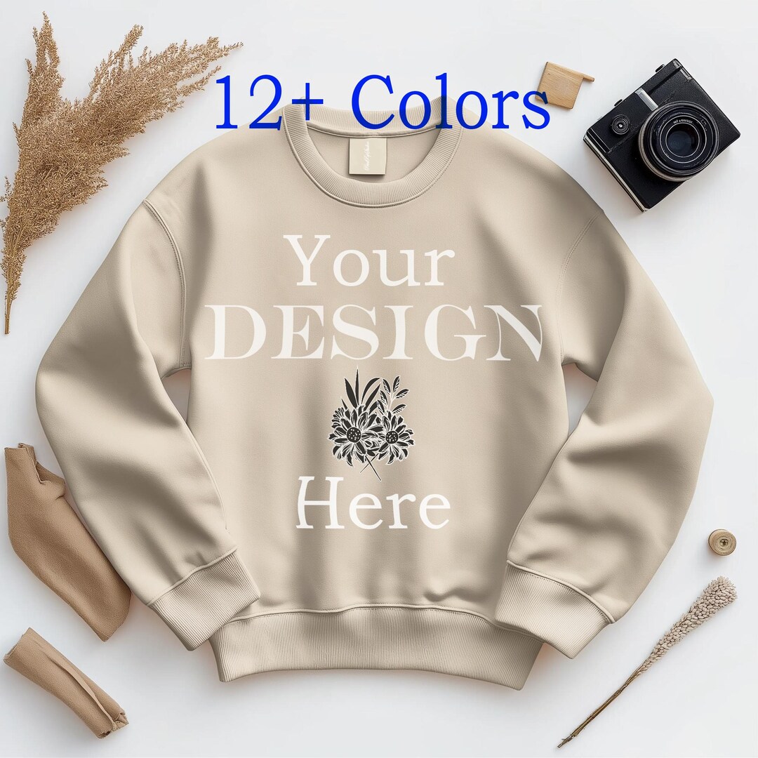 Gildan 18000 Mockup, Flat Lay Sand Mockup 18000, Fall Sweatshirt Mockup ...