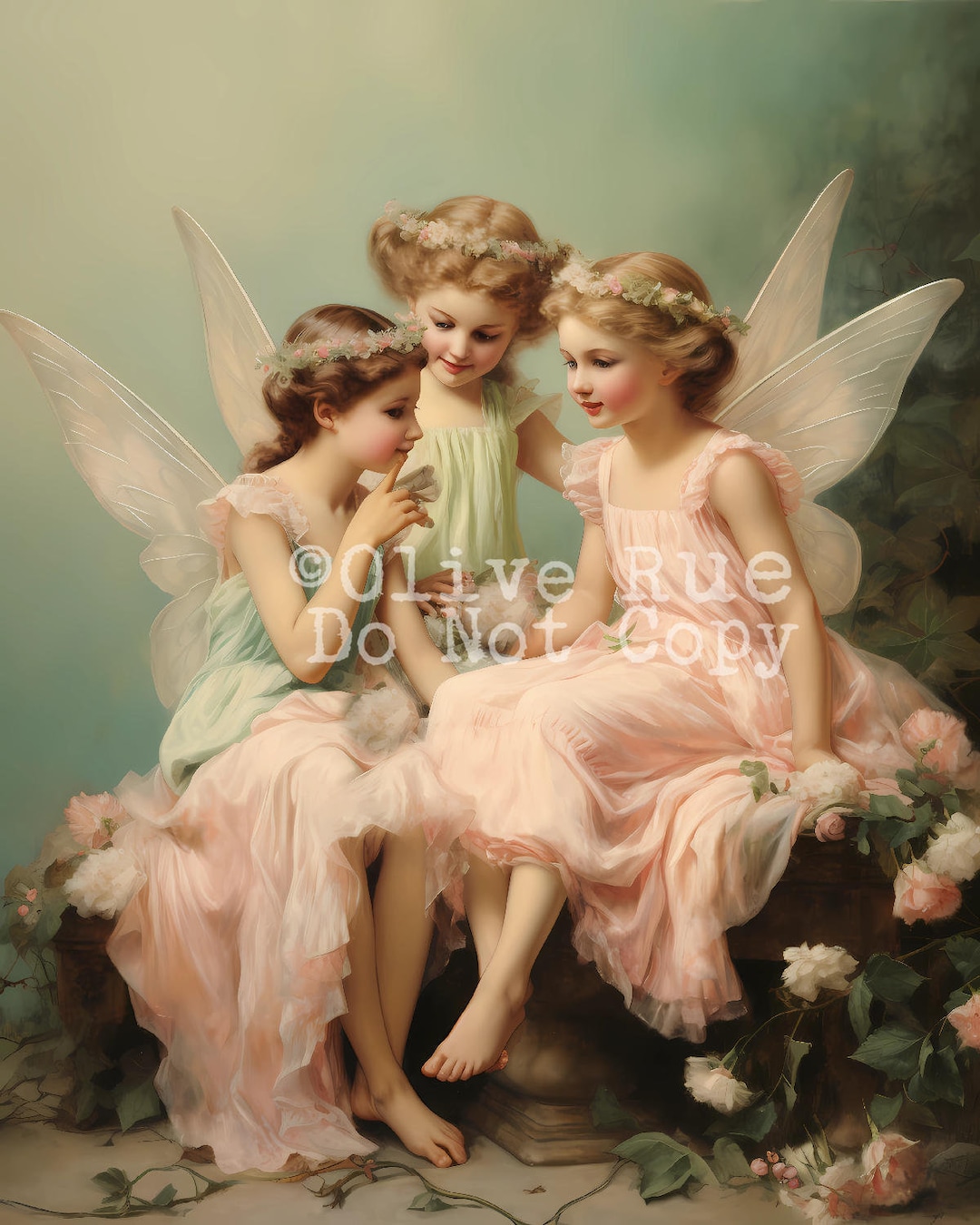 Three Little Girl Fairies Art Digital Download - Etsy