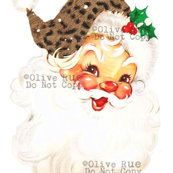 Santa With Leopard Hat Png - Etsy