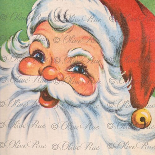 Vintage Christmas Card Jolly Winking Santa Printable Instant - Etsy
