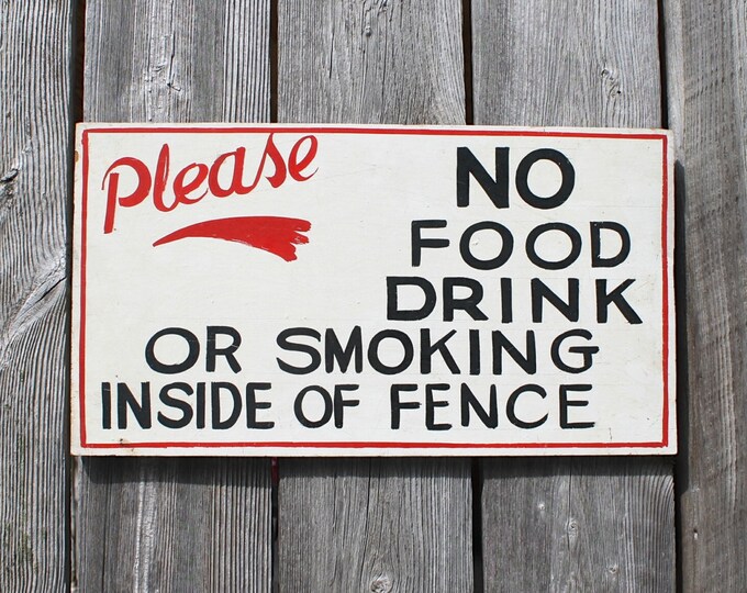 Old Kitchen Sign, Hand-painted Vintage Sign, No Food or Drink Sign, No ...