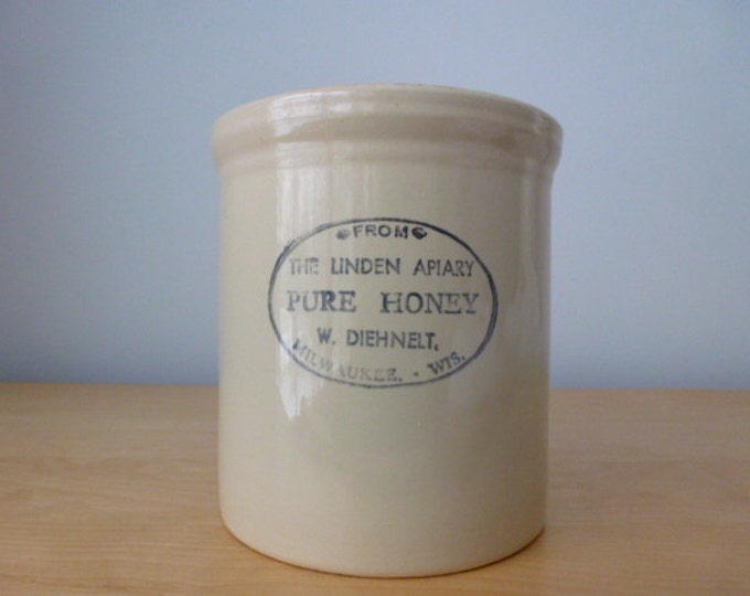 Vintage Linden Apiary Pure Honey Crock, Milwaukee Wisconsin Advertising ...