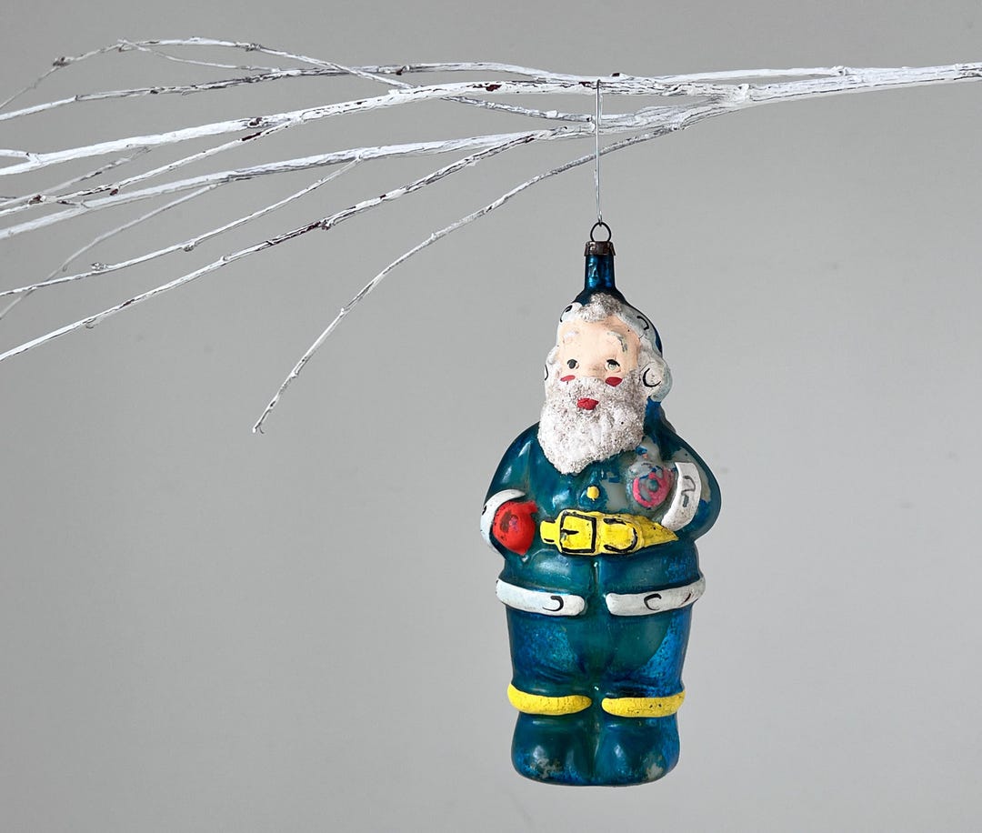 Vintage Santa Claus Ornament, Blue Santa - Etsy