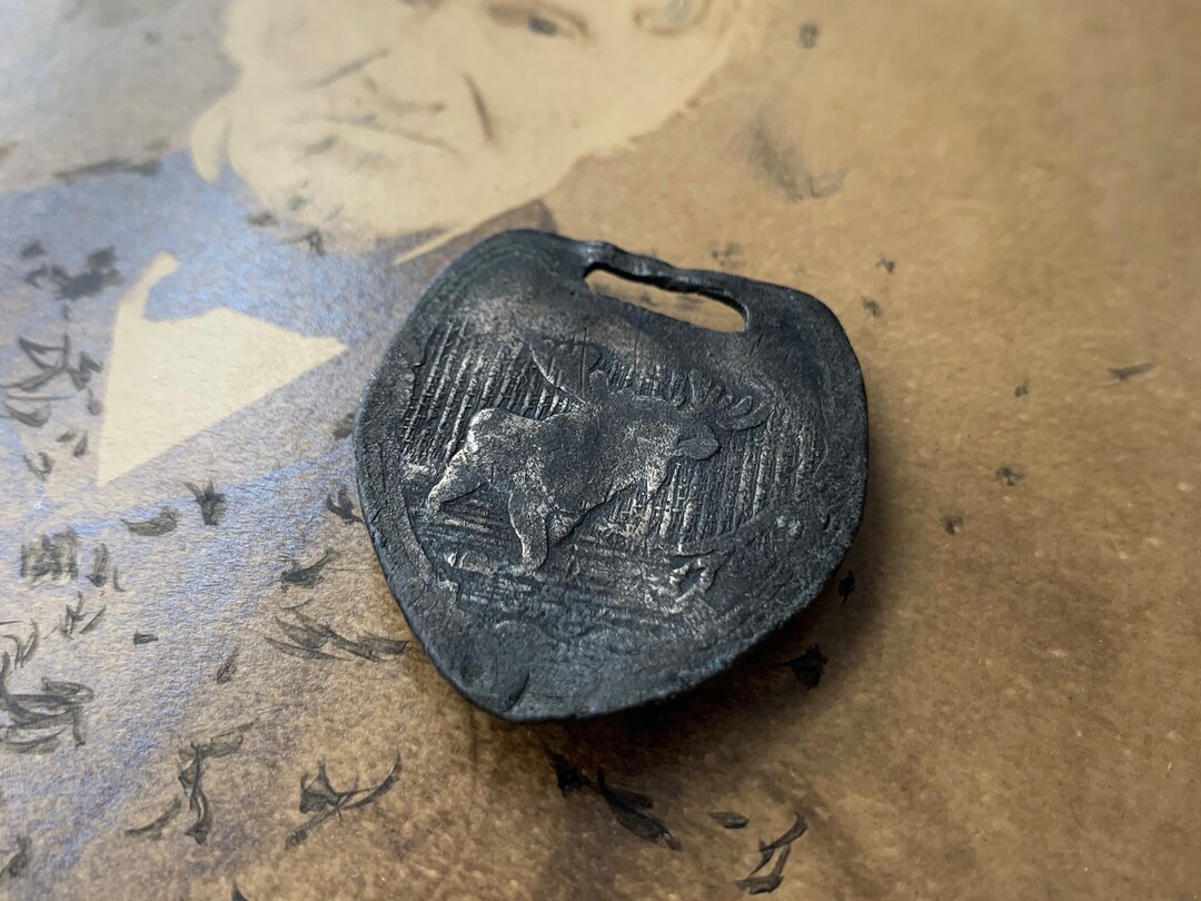 Antique Watch Fob, Shield Shaped Watch Fob, Moose Fob, Silver Plated ...