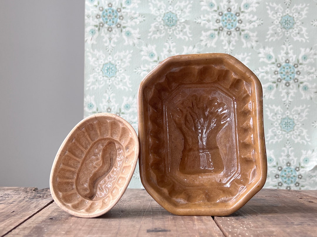 Small Antique Pottery Jelly Molds, Pudding Molds, Aspic Molds, Small ...