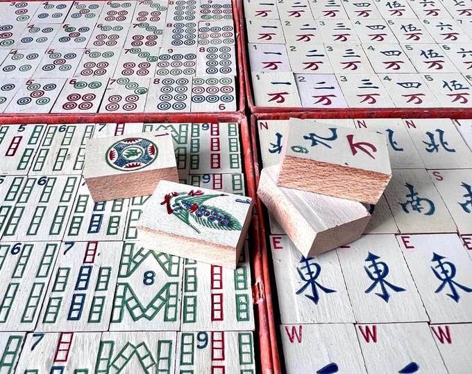 Antique Mah Jong Set, Wood Mahjong Tiles, Milton Bradley Ancient Game ...