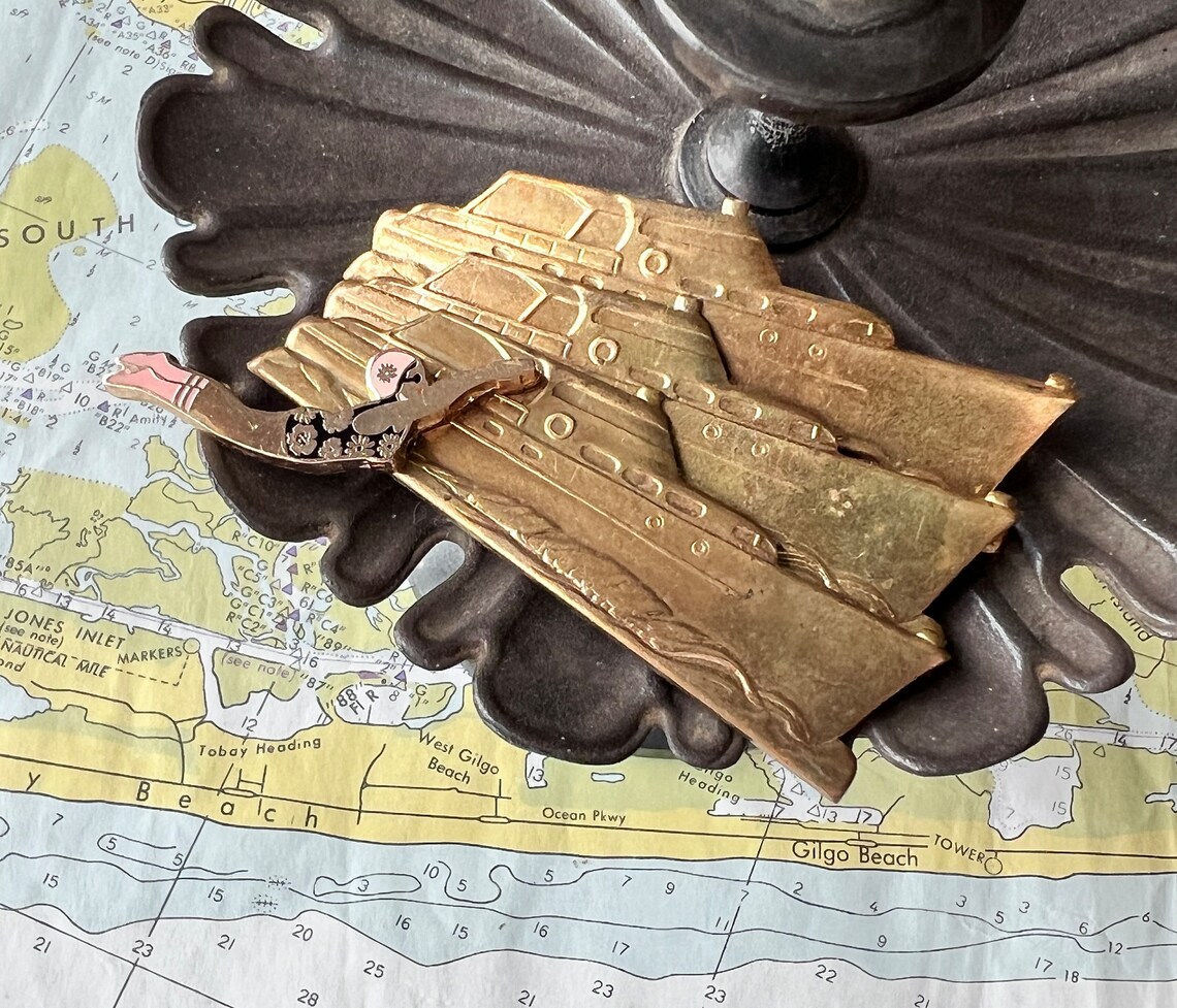 Vintage Cabin Cruiser Pins Brass Boat Brooches - Etsy