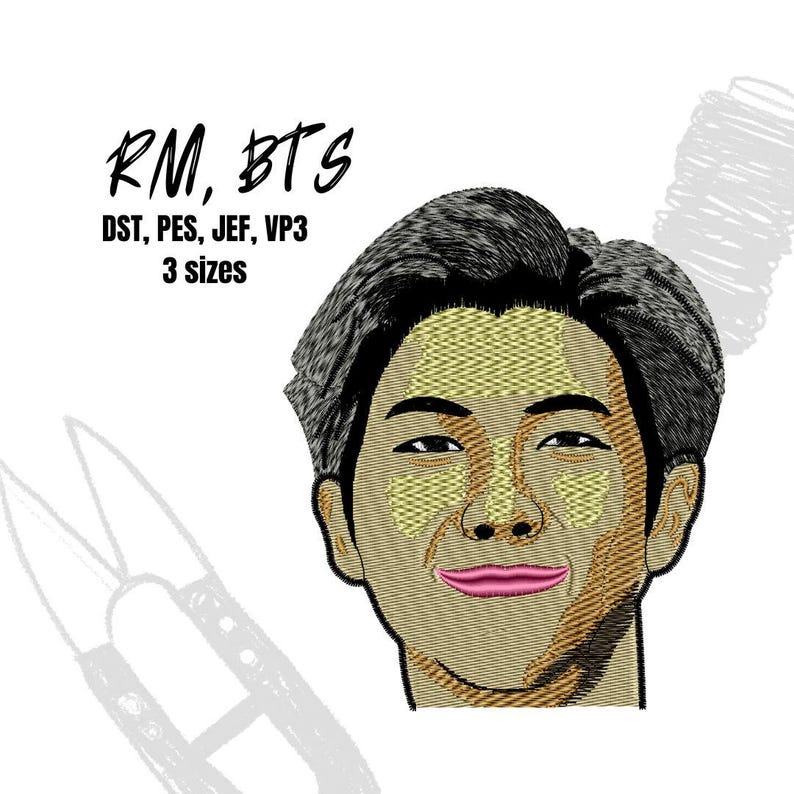 RM From BTS Realistic Photo, K-pop Band Digital Design Embroidery ...