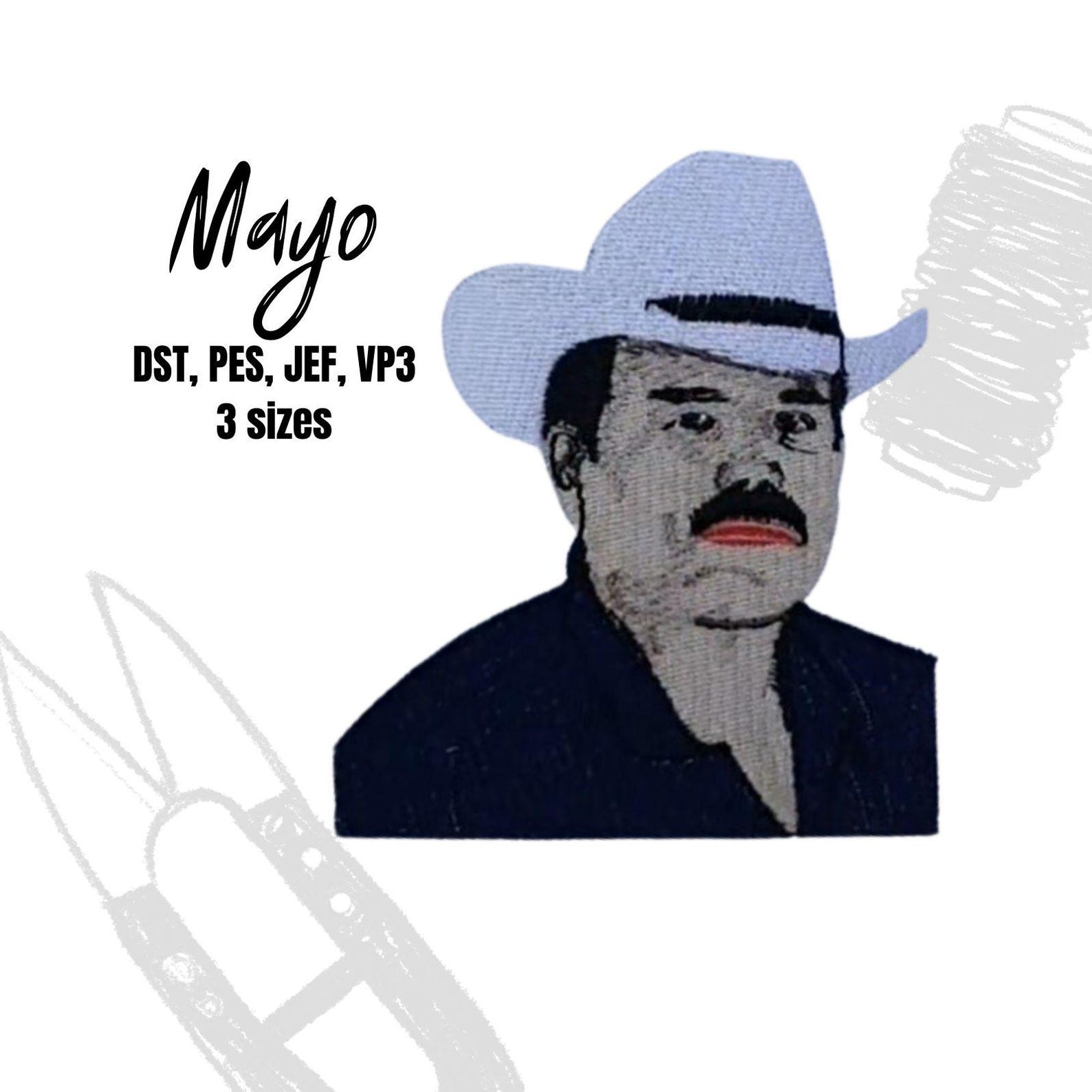 Mayo Zambada MZ Sombrero Bordado Digital Embroidery File - Etsy