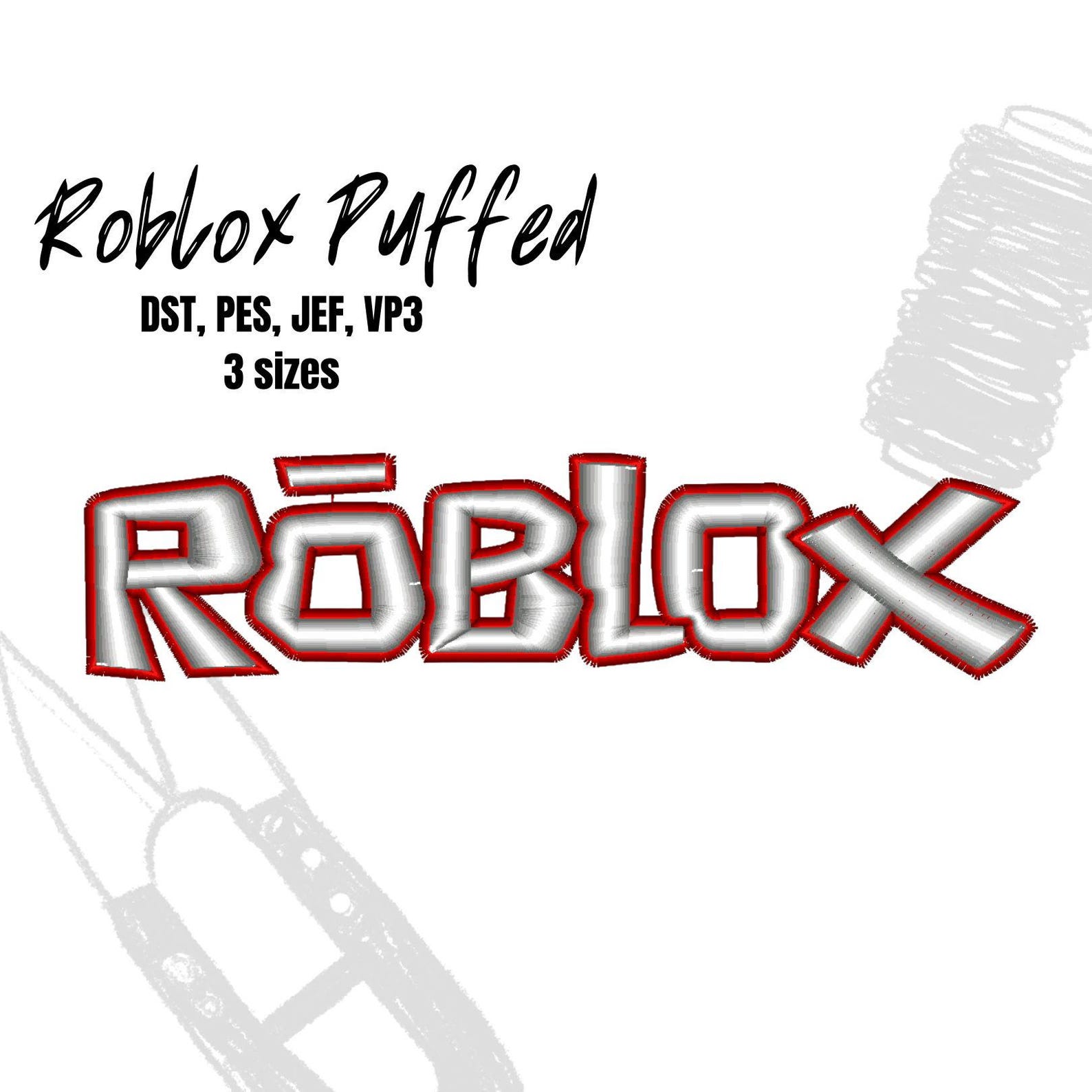 Roblox Logo Puffed 3D Embroidery Machine Digital File - Etsy